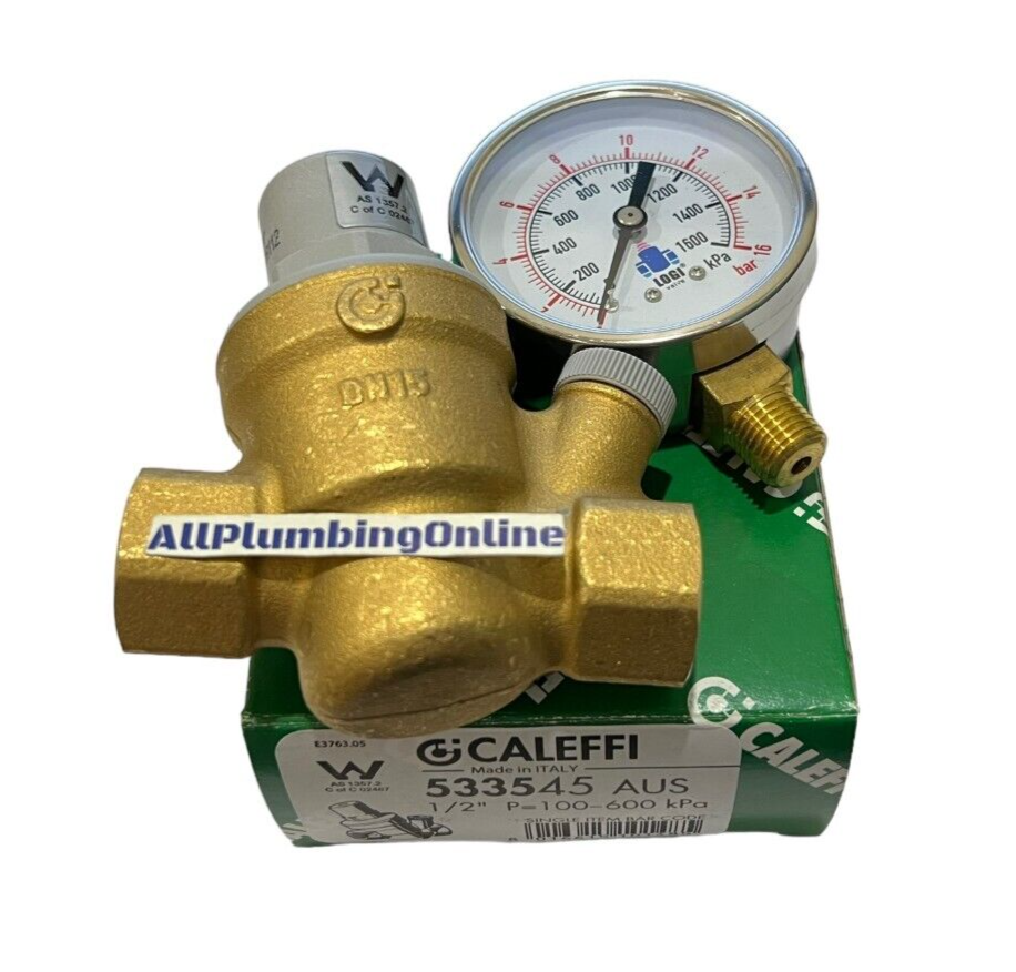 CALEFFI 533545 Inline 15mm Pressure Reduction Valve, 100-600kPa Adjust ...