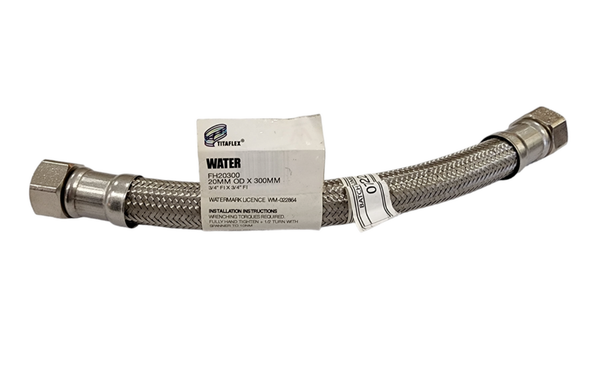 AW FH20300 Female Thread 20mm (¾") x 300mm Stainless Steel Braided Fle ...