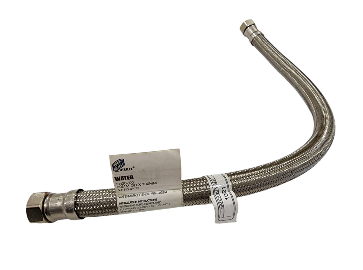 AW FH20700 Female Thread 20mm (¾") x 700mm Stainless Steel Braided Fle ...