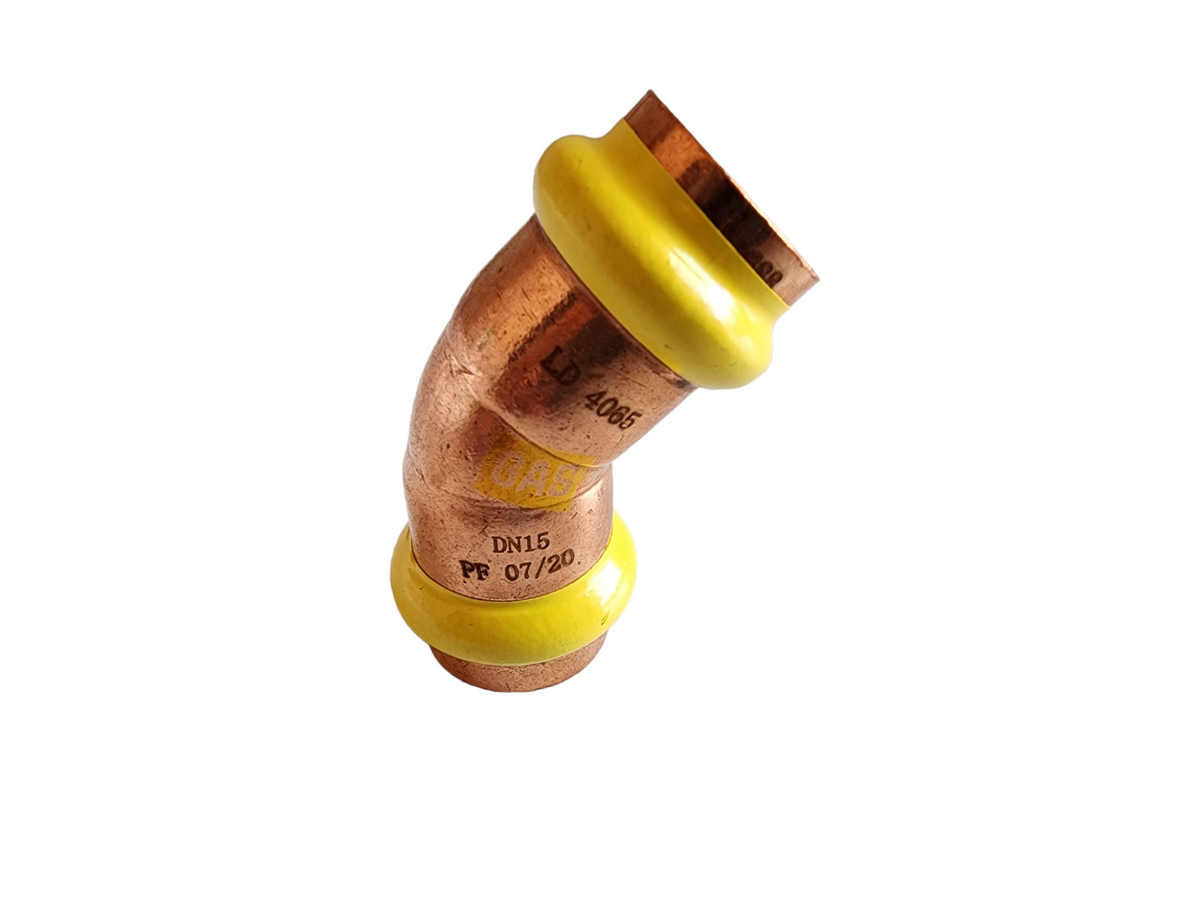 AW Metpress PFG076 Gas Copper Press Fitting 15mm Elbow 45° Deg – All ...