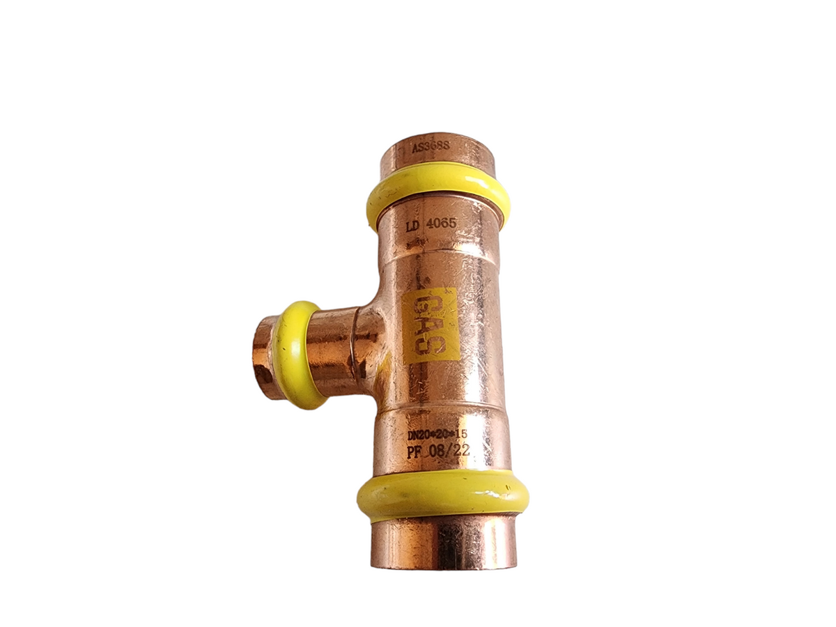 AW Metpress PFG105 Gas Copper Press Fitting DN20-DN20-DN15 Reducing Te ...