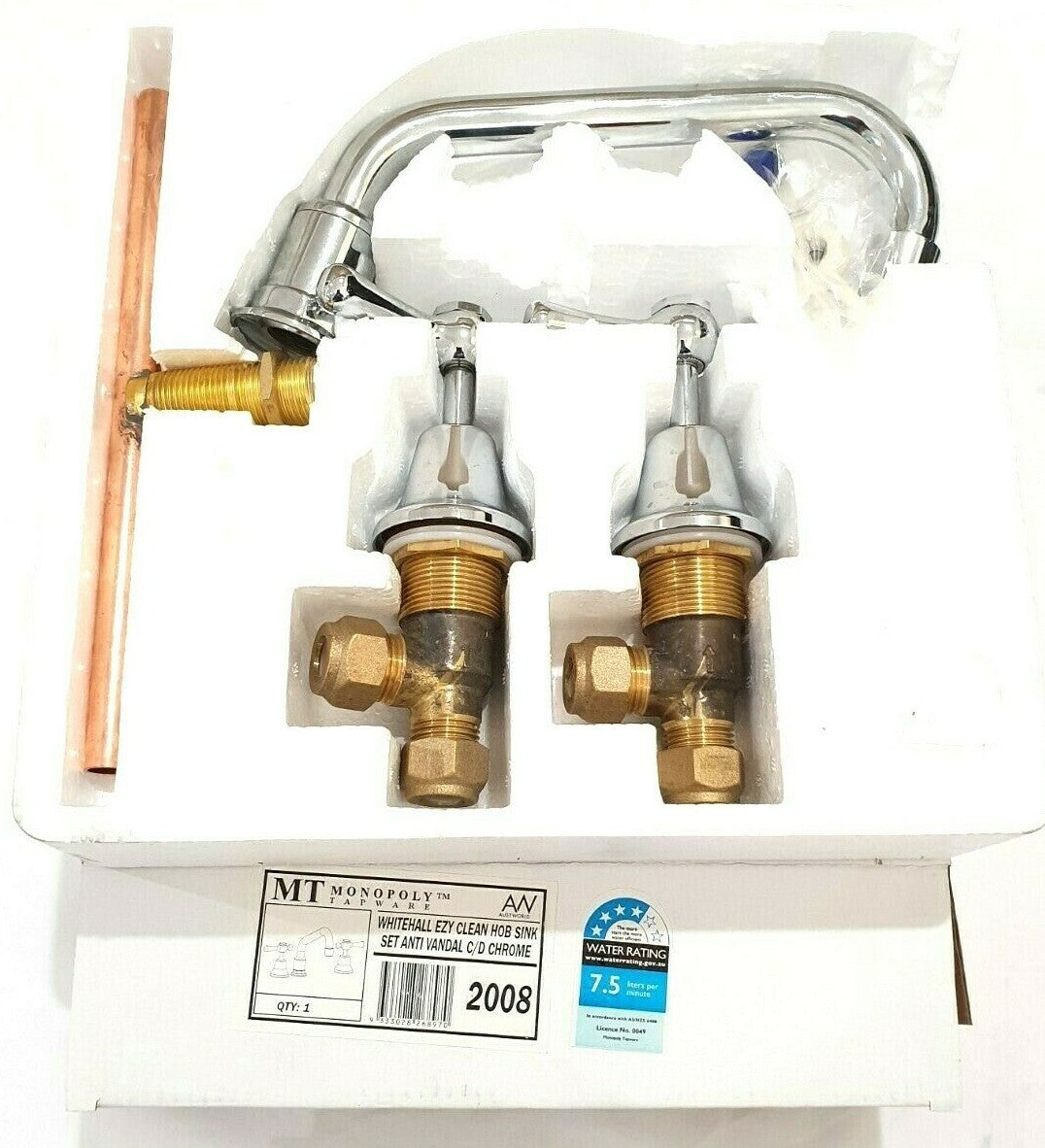 AW Monopoly Tapware 2008 Whitehall Lever 1/4 Turn Hob Sink Set Ceramic ...