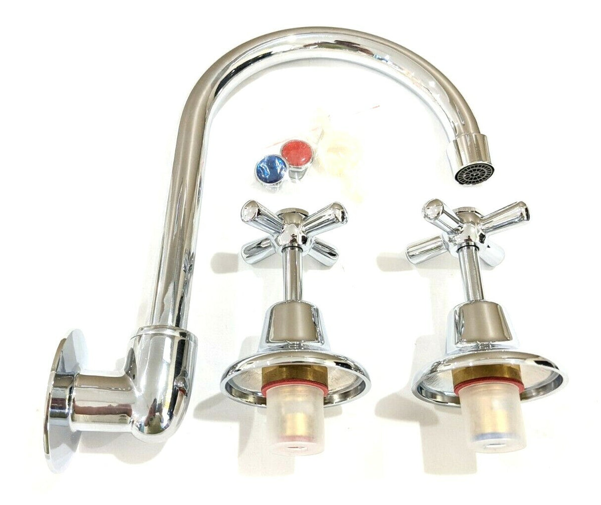 AW Monopoly Tapware 7242 Whitehall 1/2" Wall Sink Set Anti Vandal Cera ...