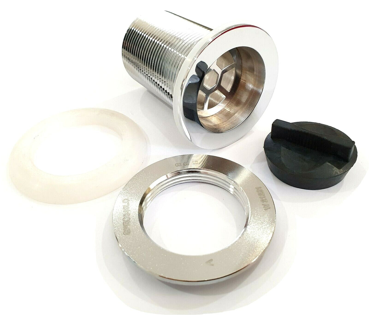AW T360B 40mm x 75mm Chrome Bathroom Vanity Basin Waste Drain & Rubber ...