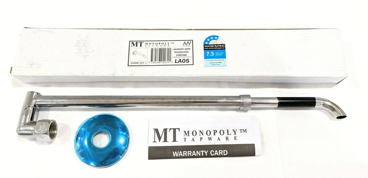 AW Monopoly Tapware LA05 WELS Watermark Swivel Chrome Telescopic Laund ...
