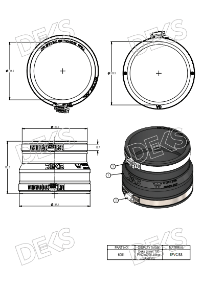 Deks 6051 EPDM Joiner Coupling DN100 – All Plumbing Online