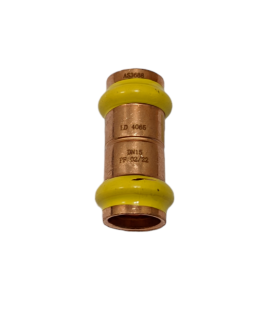 AW Metpress PFG001 Copper Gas Press fitting 15mm ½" Straight Coupling ...