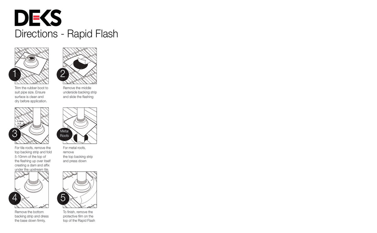 Deks DRF102GB 50-70mm Rapidflash Adhesive Base Dektite Tile Roof Flash ...
