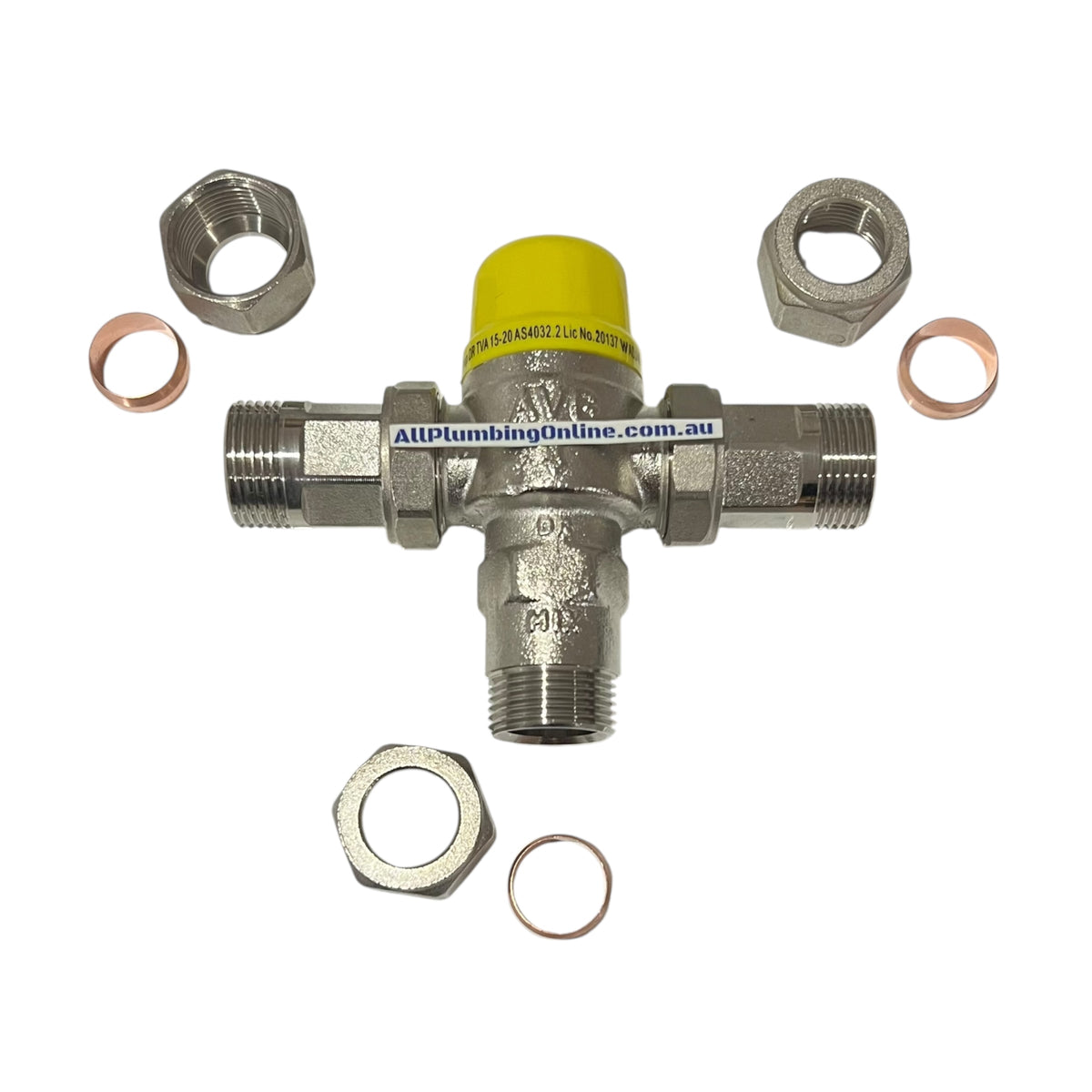 AVG TVA20C 20mm Standard Yellow Cap Tempering Mix Valve – All Plumbing ...