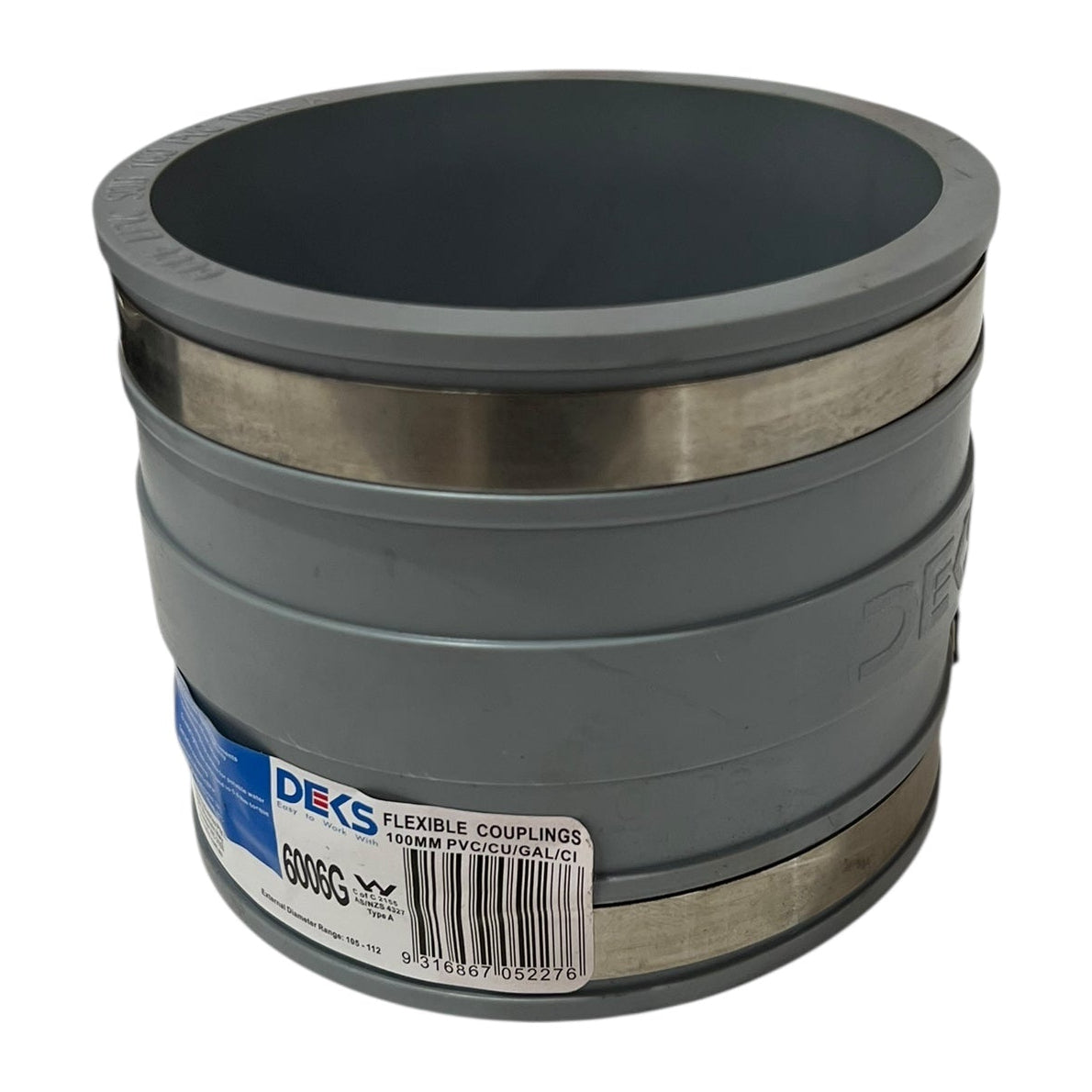 Deks 6006G DN100 PVC Rubber Joiner Coupling OD 105-112mm Grey – All ...