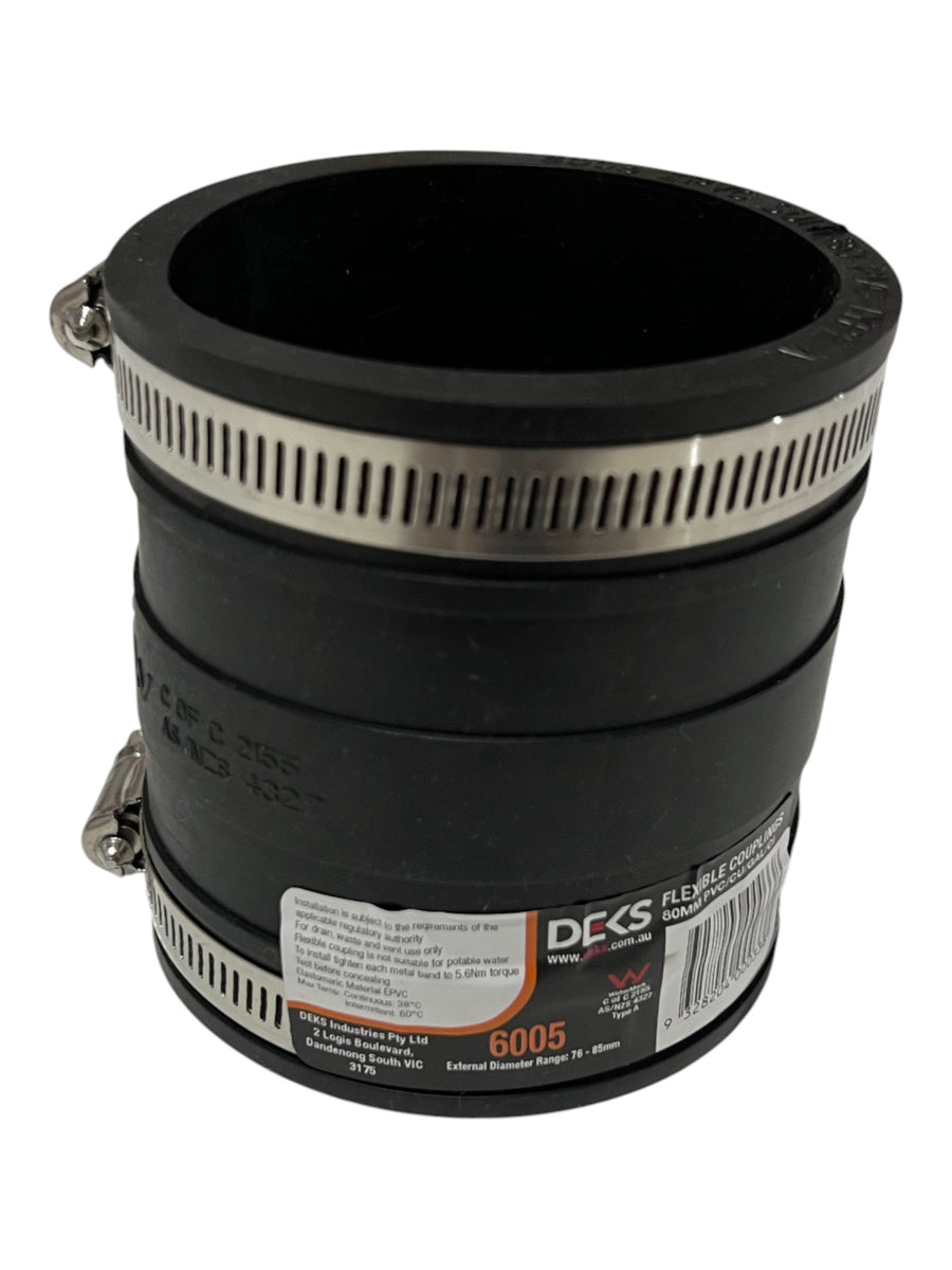 Deks 6005 DN80 PVC Rubber Joiner Coupling OD 76-85mm – All Plumbing Online