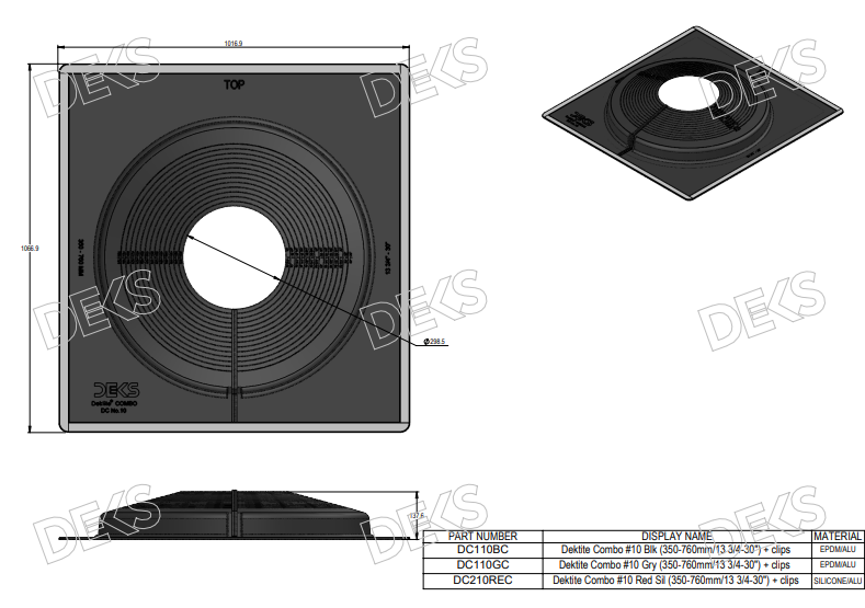 DEKS DC110BC 400-750mm Retrofit Dektite Roof Flashing – All Plumbing Online