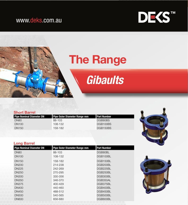 Deks DGB80BL Stainless Steel Gibault Coupling for DN80 OD 88–103mm Pip ...