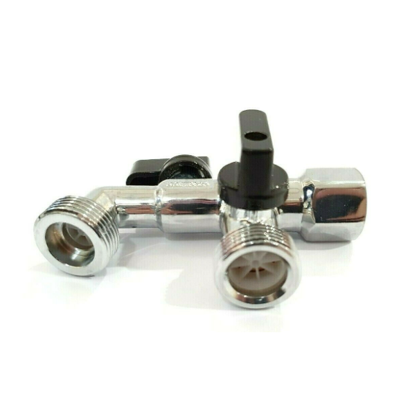 AW Metforge 15mmx15mmx20mm Quarter Turn Dual Outlet Brass Hose Tap ...