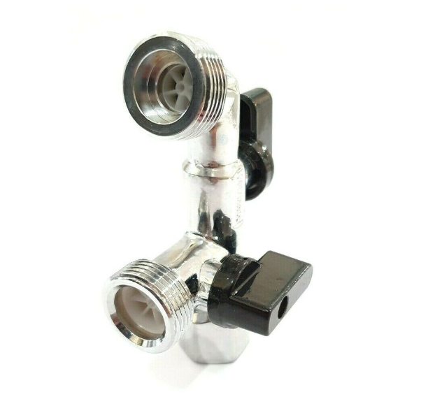 AW Metforge 15mmx15mmx20mm Quarter Turn Dual Outlet Brass Hose Tap ...